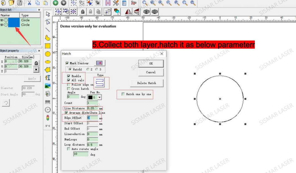 How to set Hatch in EZCAD software – Sismar Laser