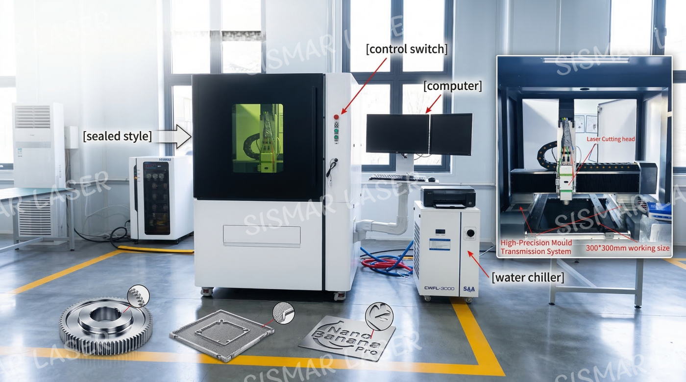 300*300mm Fiber Laser Cutting Machine - Sismar Laser